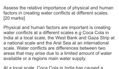 AQA A Level geography 20 Marker Water Conflicts 20 Marker | eBay UK