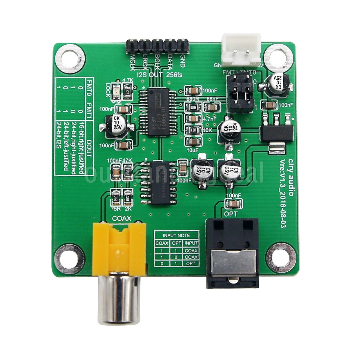 SPDIF To I2S Module DIR9001 SPDIF To I2S Receiver Module - 24Bit 96kHz ...