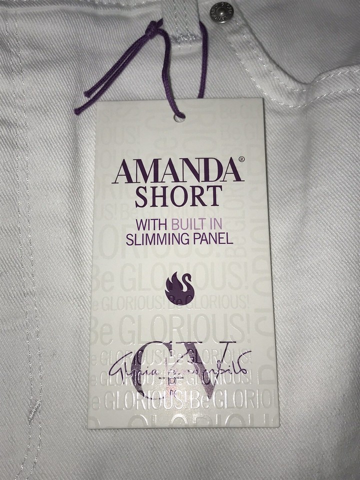 Gloria Vanderbilt Amanda Shorts White Stretch Denim High Rise Women's Sz 14 ~$44 | eBay