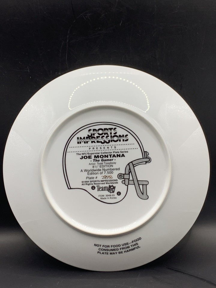 1994 JOE MONTANA KC Chiefs 8 1/2" Collectors Plate - Sports Impressions ...