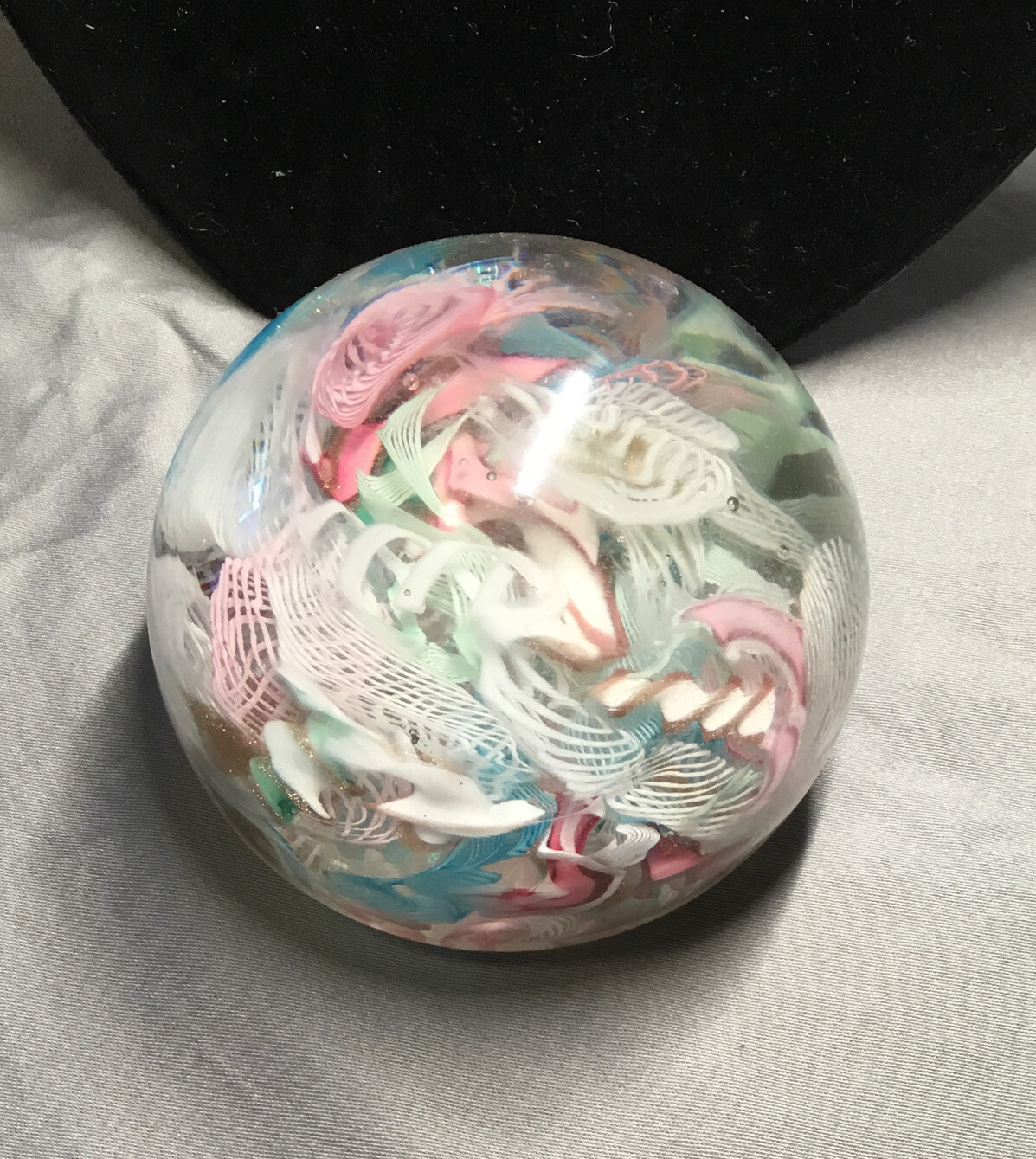 Vintage Large 4 In. Mixed Pastels And Lattice Scramble Paperweight | eBay