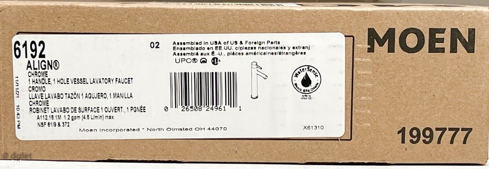 Moen 6192 Chrome Align One-Handle Single Hole Modern Vessel Sink ...