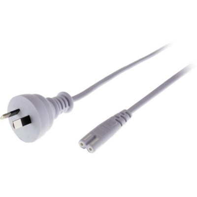 Doss 2m 240V AC IEC-C7 Round FIG8 2 Pin Plug with Socket White | eBay ...