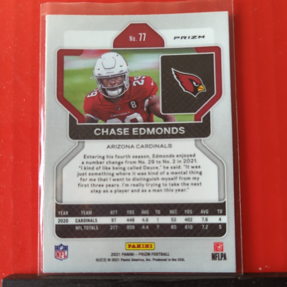 2021 Panini Prizm - Chase Edmonds #77 Arizona Cardinals - Green Pulsar ...