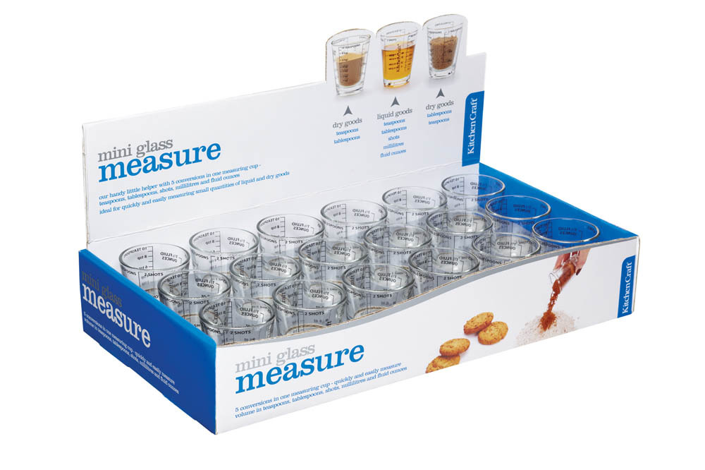 Kitchen Craft Glass Mini Measuring Cup - ml, Teaspoon, Shots, fl oz ...