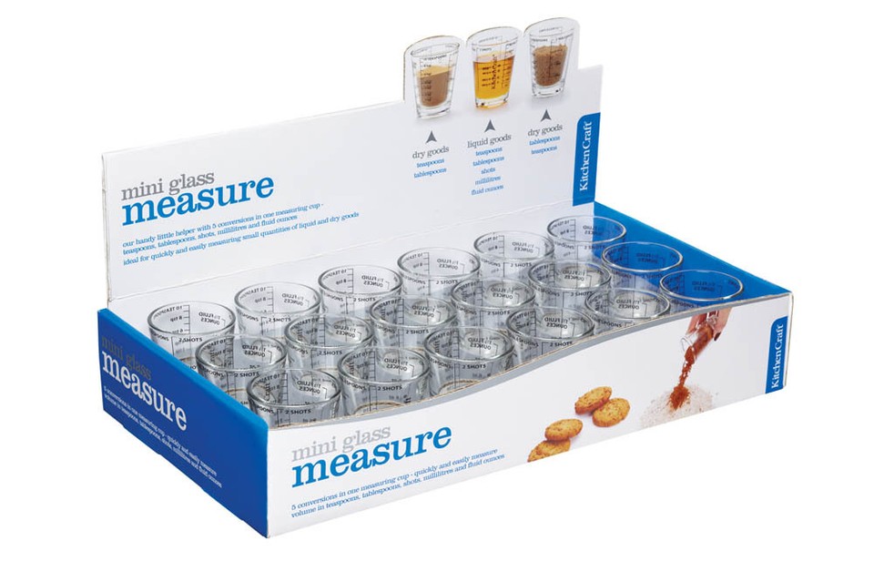 Kitchen Craft Glass Mini Measuring Cup - ml, Teaspoon, Shots, fl oz ...