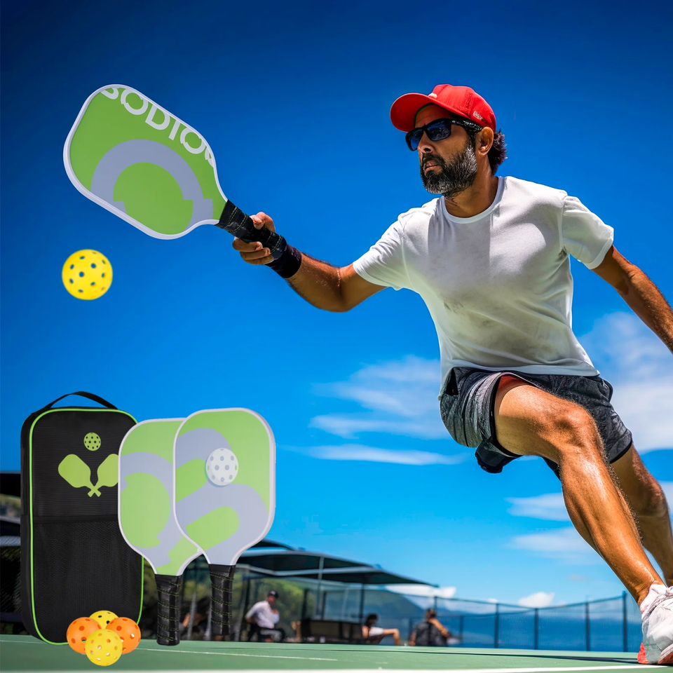 Pickleball Paddle Set with 4 Pickleball Anti-Slip Sweat-Absorbing Grip ...