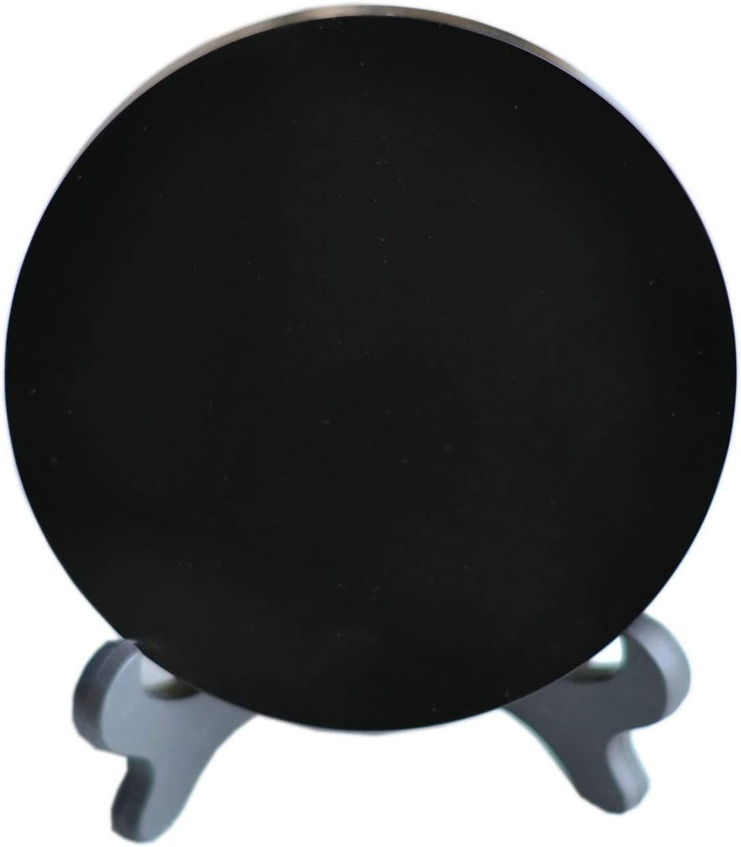 FHNP367 Black Obsidian Scrying Mirror with Stand Round Smoth FHNP367 Black Obsidian Scrying Mirror with Stand Round Smoth