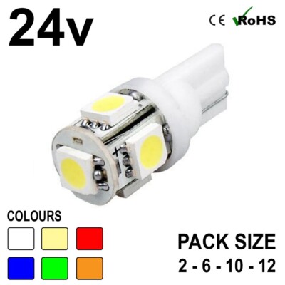 24v LED Capless Side Light 507 501 W5W T10 Hella Spot Bulbs HGV Truck ...