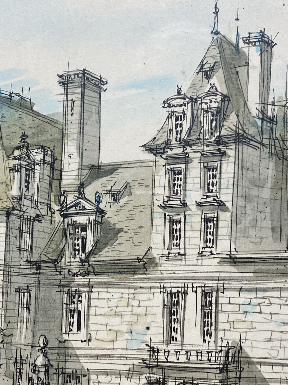 Engraving Antique Stone Pages Air France Castles France Kerjean | eBay