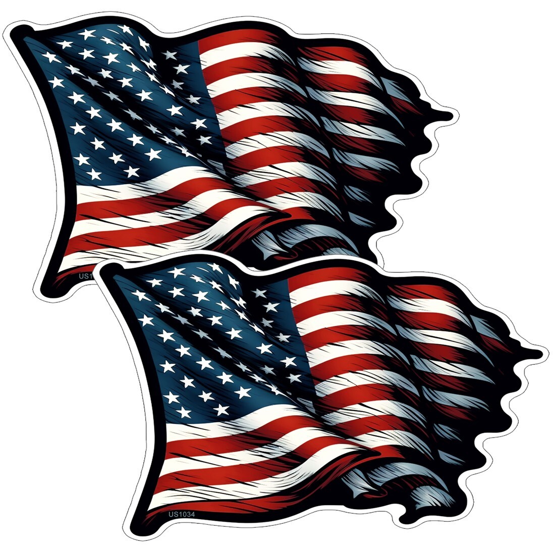 Waving USA Flag Stickers - Car Window Bumper American Patriot Vinyl ...