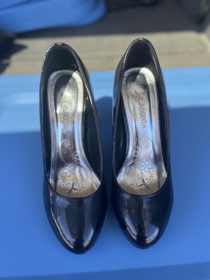 Lasonia Black Patent Leather High Heel Pumps Size 7 | eBay
