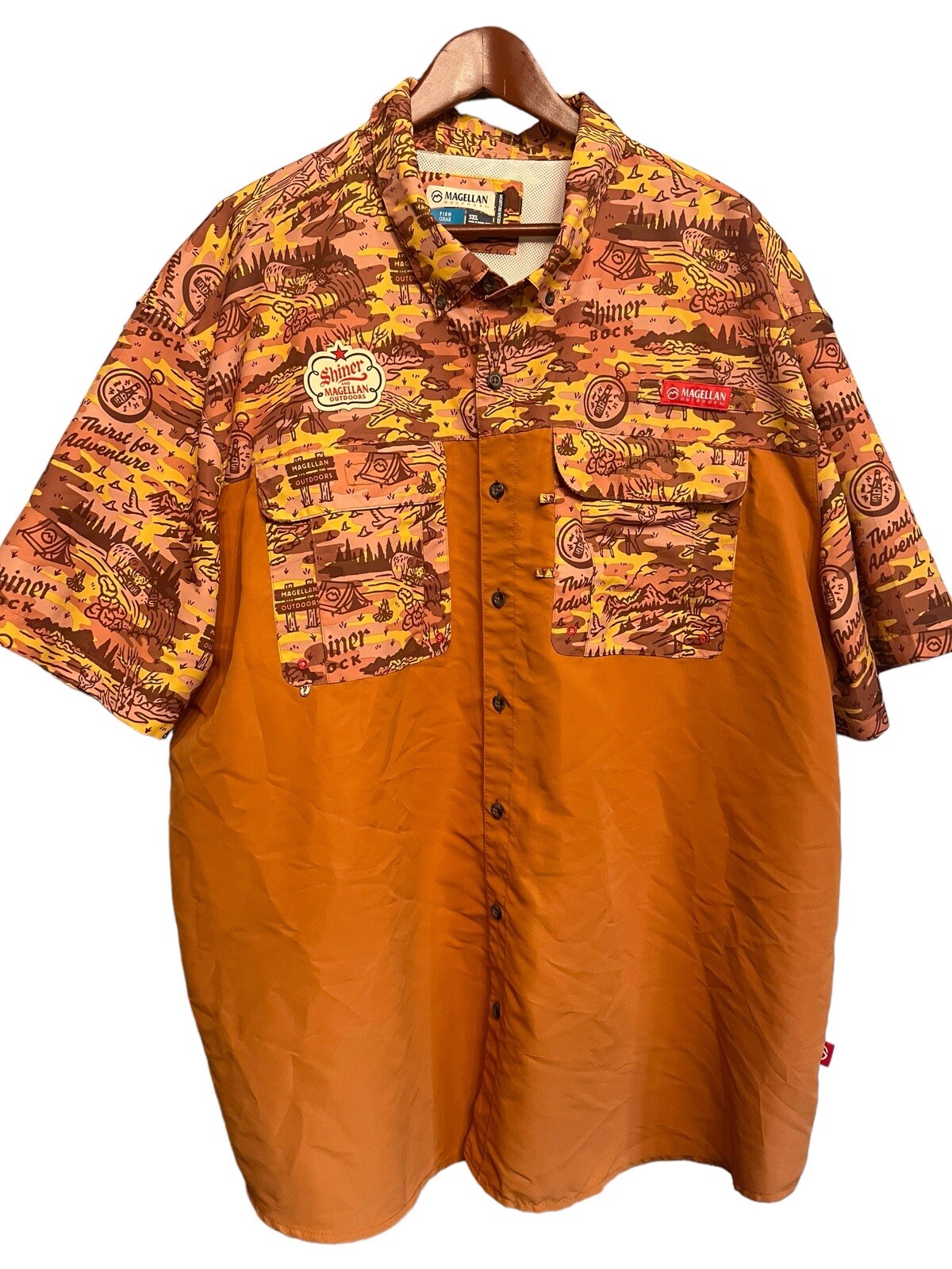 Magellan Outdoors Fish Gear Shiner Bock Moisture Wicking Button Up | eBay