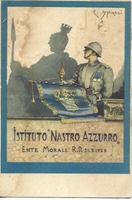 1940 ITALY FASCIST PROPAGANDA INSTITUTE BLUE TAPE SIGN SPIAZZI | eBay