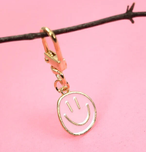 Ella & Elly • Light Pink Gold Enamel Smiley Face Handbag Charm Key ...