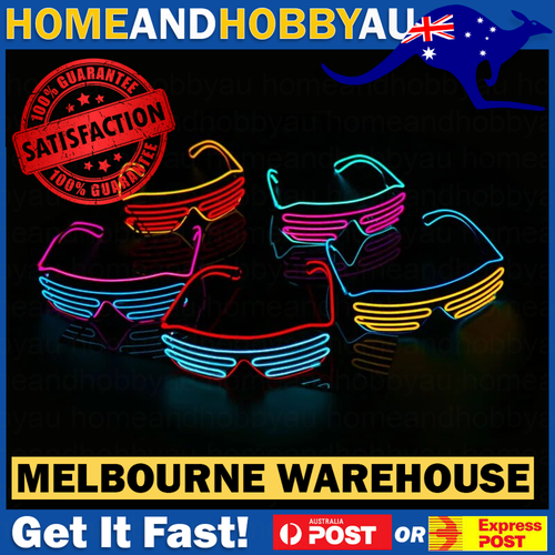 Retro Synthwave EL Shutter Shade Glasses Neon Glow 80s Rave Party ...