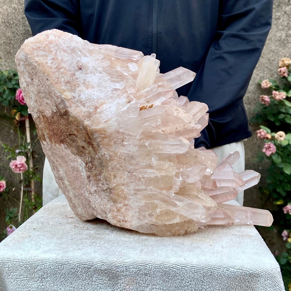 16.4LB New Find Pink Phantom Quartz Crystal Cluster Mineral Specimen ...