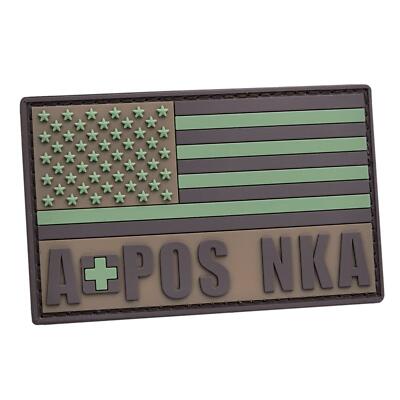 APOS USA flag A+ A POS multicamt american blood type NKA NKDA PVC patch ...