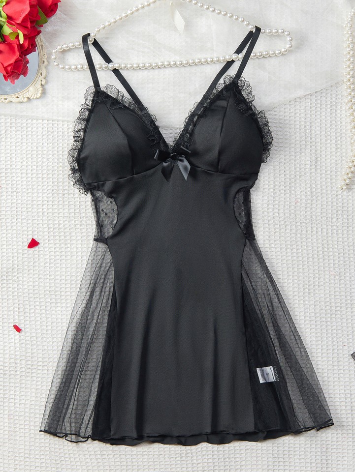 Black Women's Sexy Lingerie Teddy Babydoll Nightgown Lace Sheer ...