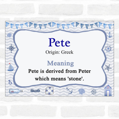 Pete Name Meaning Nautical Certificate | eBay UK
