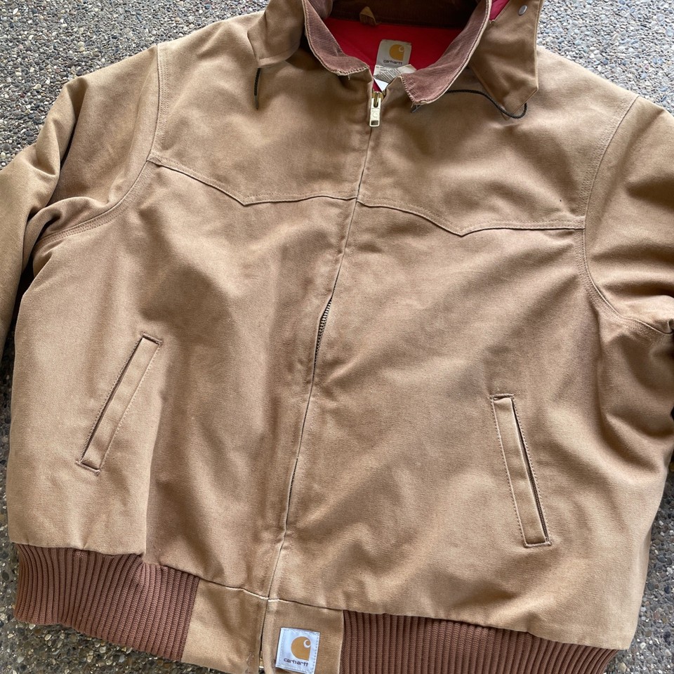 Vintage 90s Carhartt J13 BRN Santa Fe Red Quilted Duck Jacket 3XL ...