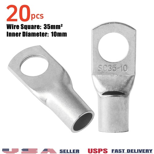 20PCS SC35-10 Wire Lugs Battery Cable Tinned Copper Eyelet Tubular Ring ...