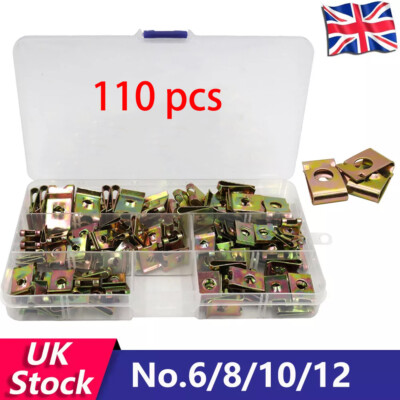 110Pcs U Nuts Kit Speed Fasteners U Clips Spire Auto Captive Nut Clip ...