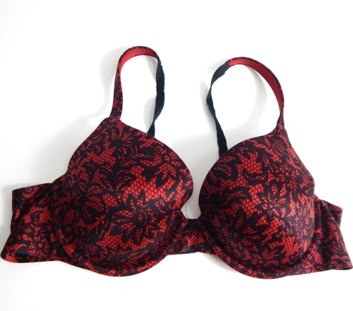Soma Women's 36B Bra Enhancing Shape Full Coverage Red Lace Print EUC ...