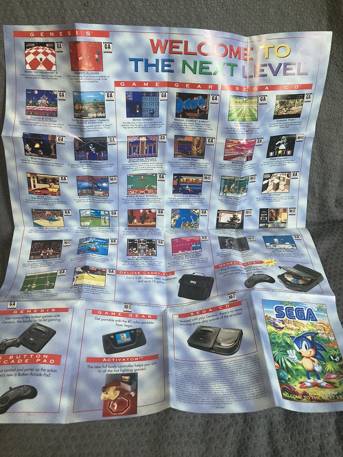 Sega Genesis Club House & Welcome To The Next Level - 2 Vintage Poster ...