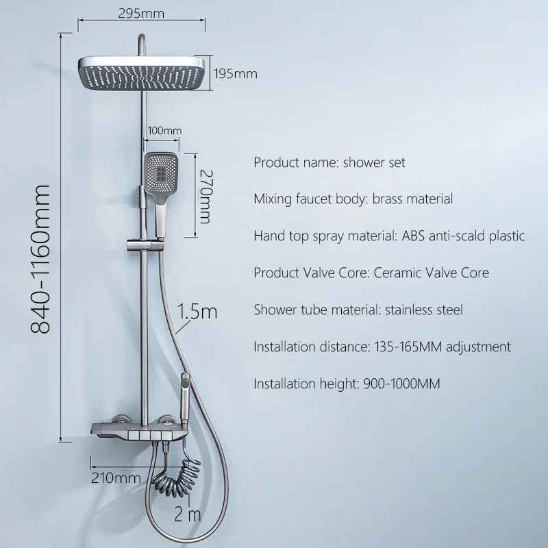 Matte Black Digital Shower Head System Set Exposed Shower Faucet w ...