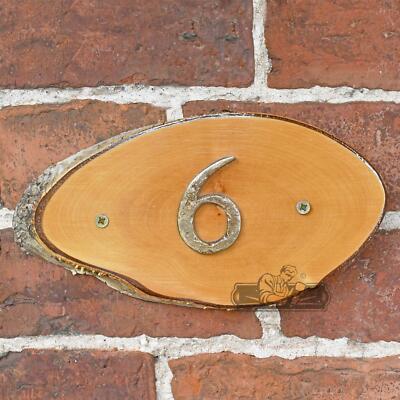 New Traditional House sign Natural Hard Wood with Rustic Numbers ...