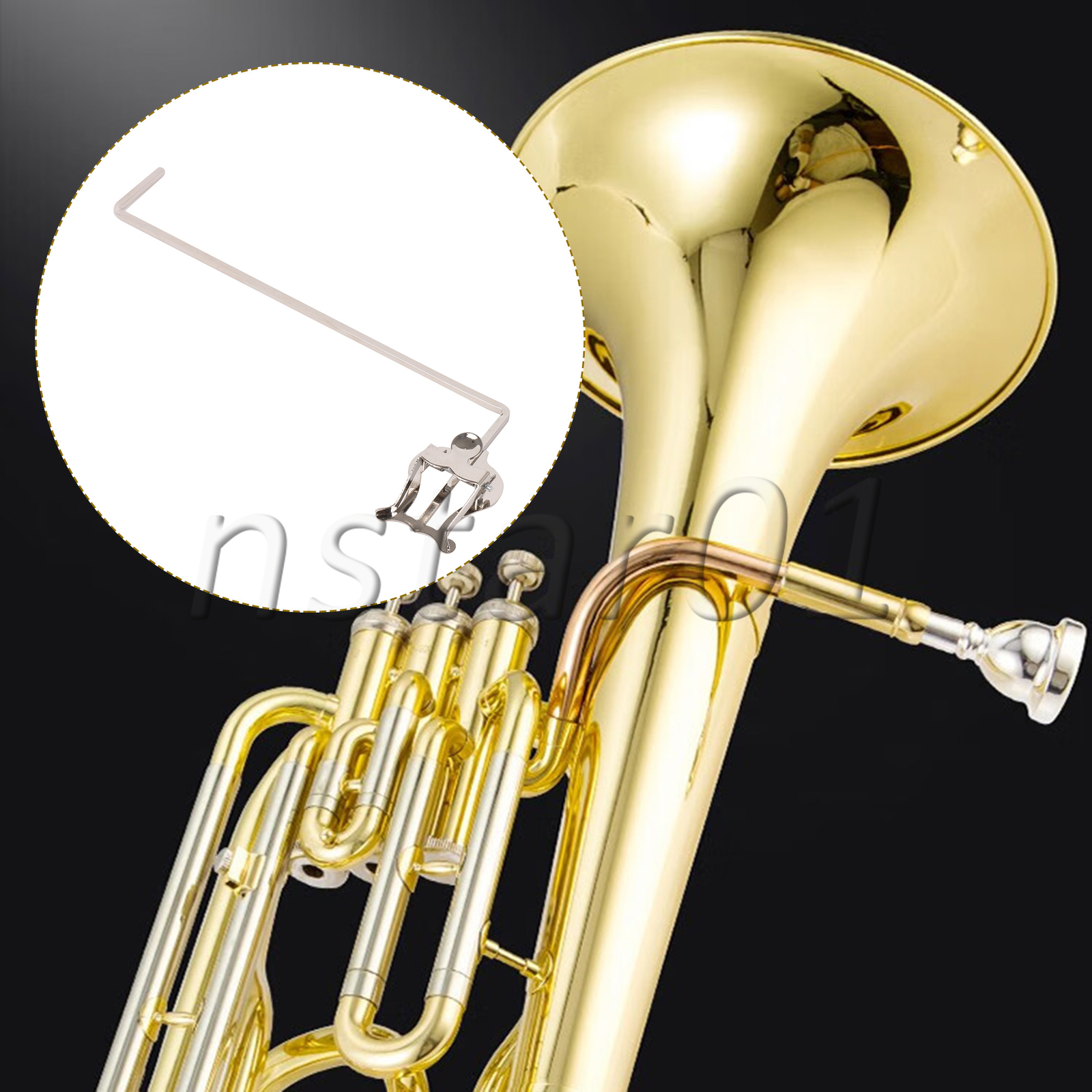 Metal Clamp On Holder Marching Lyre for Euphonium 0.16 Inch Square Jack ...