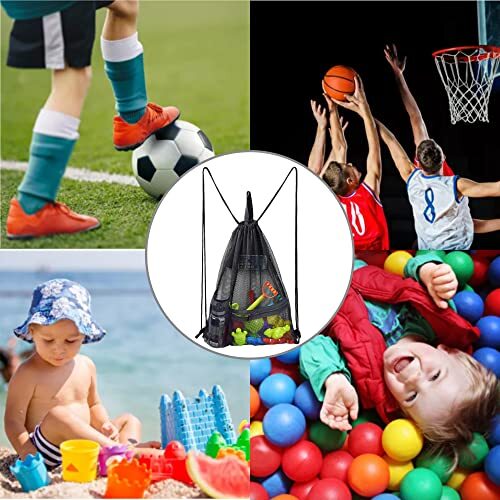 Heavy Duty Drawstring Mesh Bag, Gym Backpack Sports String Bag with ...