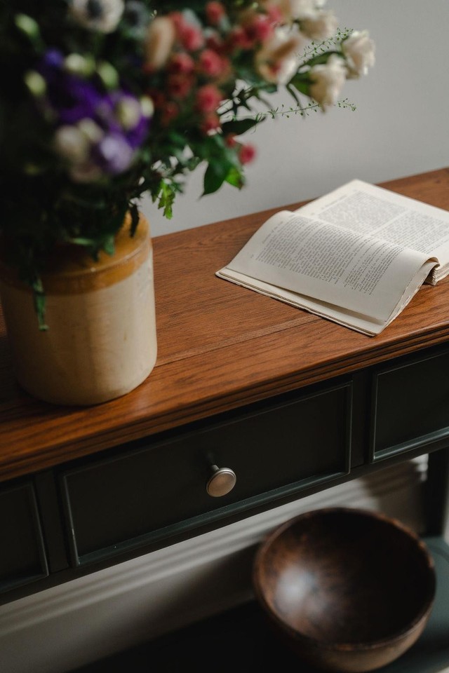 Queensbury Console Table Large Wooden Hall Table with Oak Top - Bottle ...