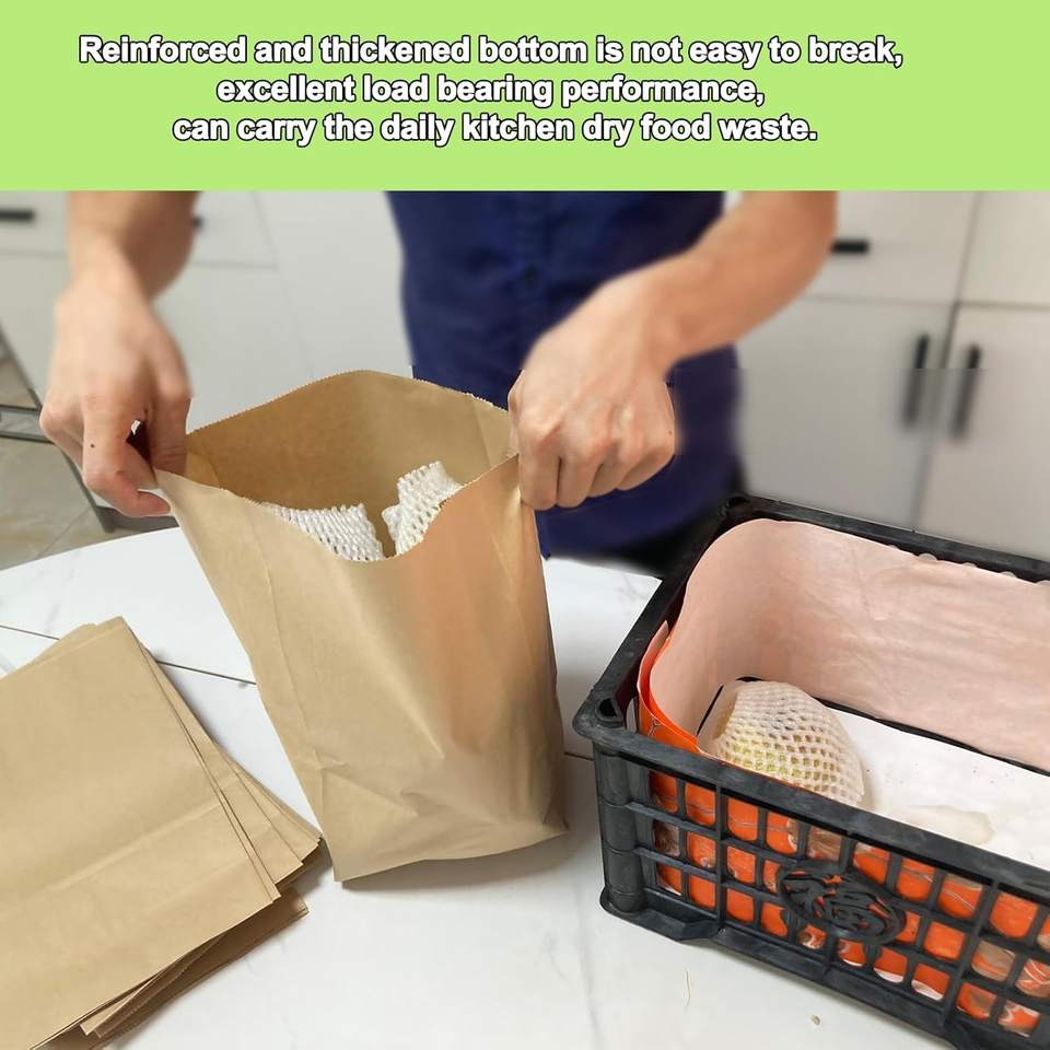 Kitchen Food Waste Bags, 50PCS Compostable Paper Garbage Bag, Recycling ...