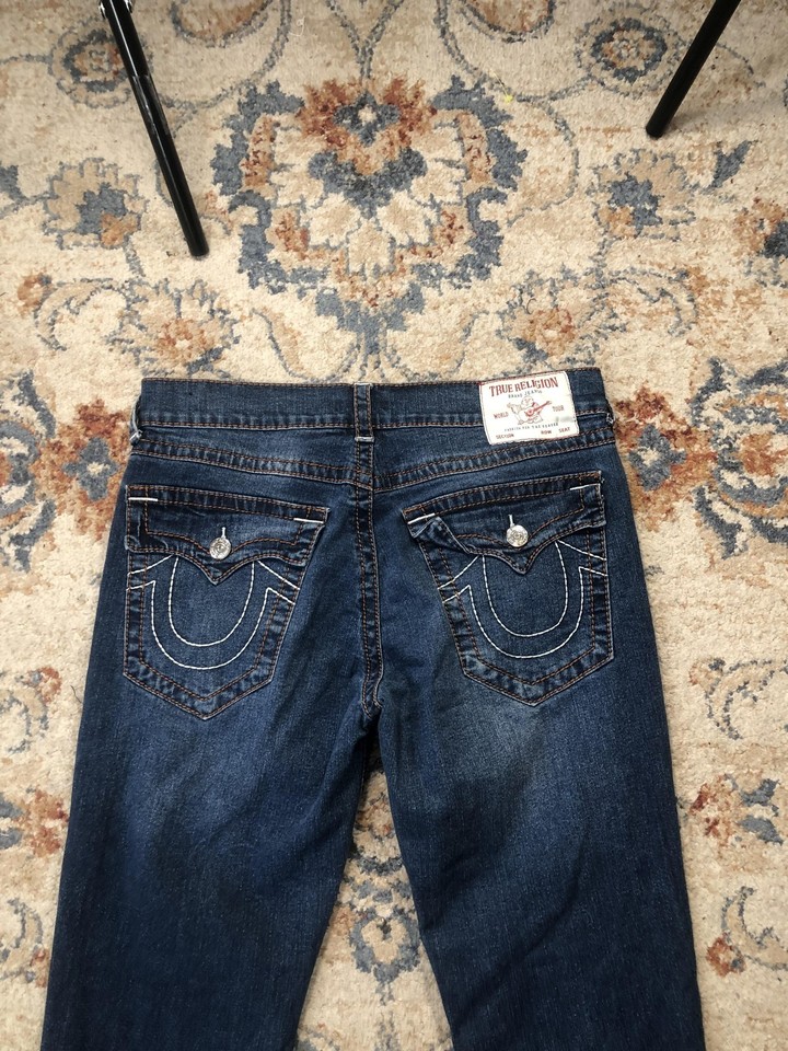 True Religion Ricky Relaxed Straight Jeans Mens 33x32 Blue Medium Wash ...