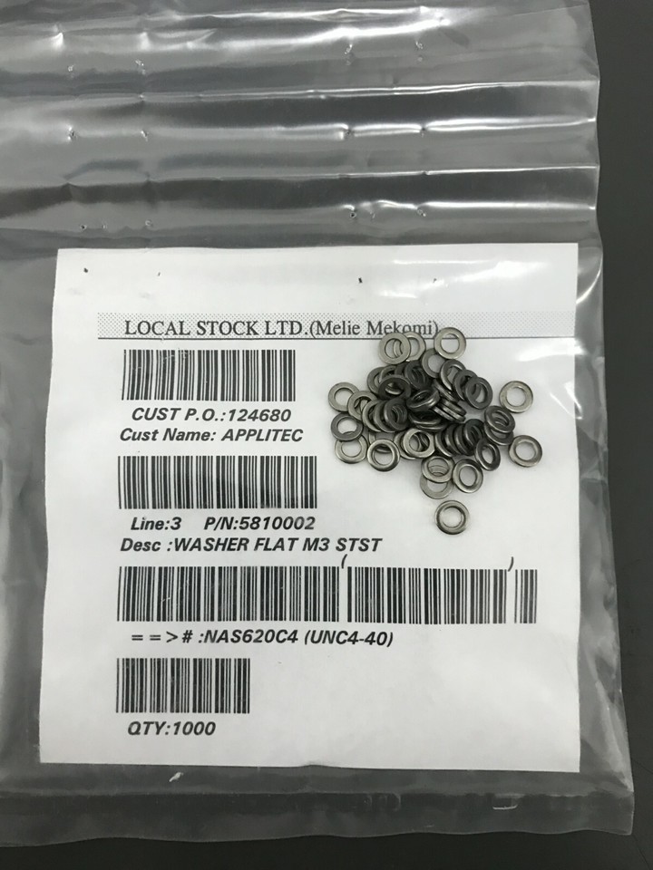 5810002 - 600 pcs - Washer Flat M3 STST, NAS620C4 | eBay