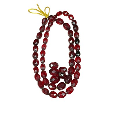 Bakelite Cherry Amber Red Faceted Oval Beads Hidden Barrel Closure ...