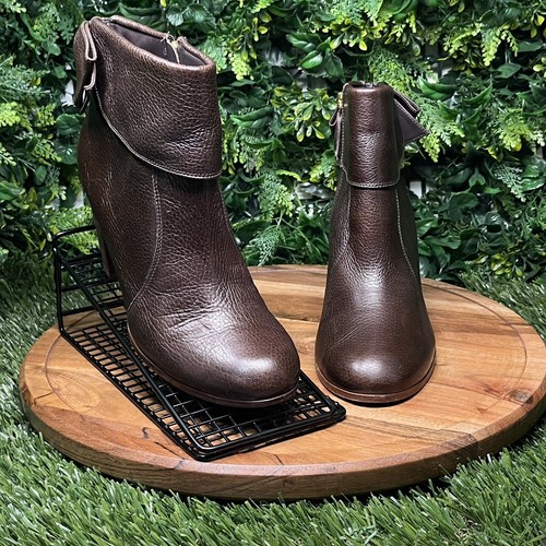 KATE SPADE NEW YORK Bootie Women 9.5 Brown Bow Back Leather Ankle ...