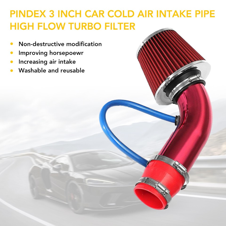 3" Cold Air Intake Filter Pipe Induction Kit Power Flow Hose System Car ...