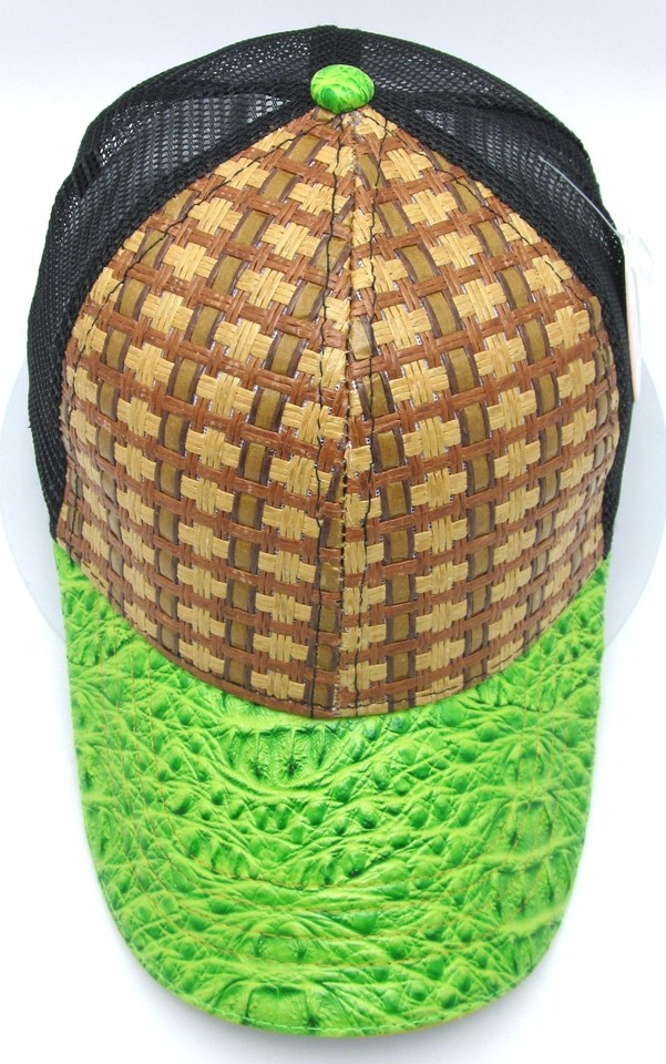 NWT Straw Mesh Trucker Hat Baseball Cap Snapback Adjustable Faux ...