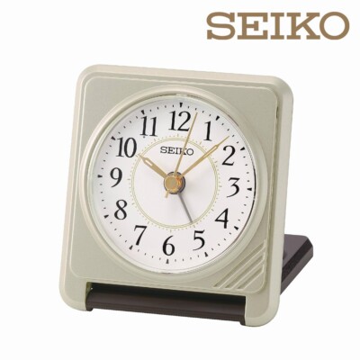 SEIKO Compact Folding Travel Clock Champagne Gold Japanese Domestic ...