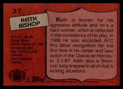 1987 Topps - #37 Keith Bishop (RC) for sale online | eBay