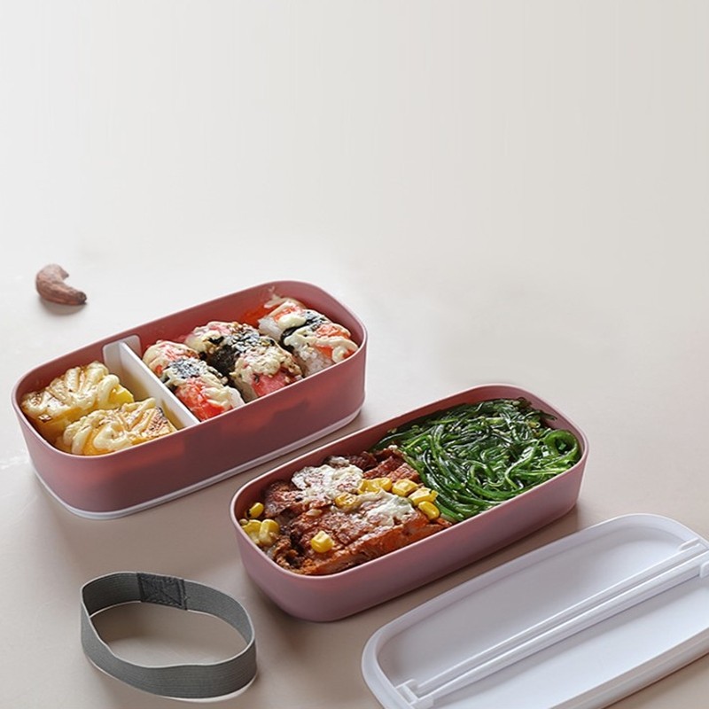 Microwavable 2 Layer Lunch Box with Compartments Leakproof Bento ...