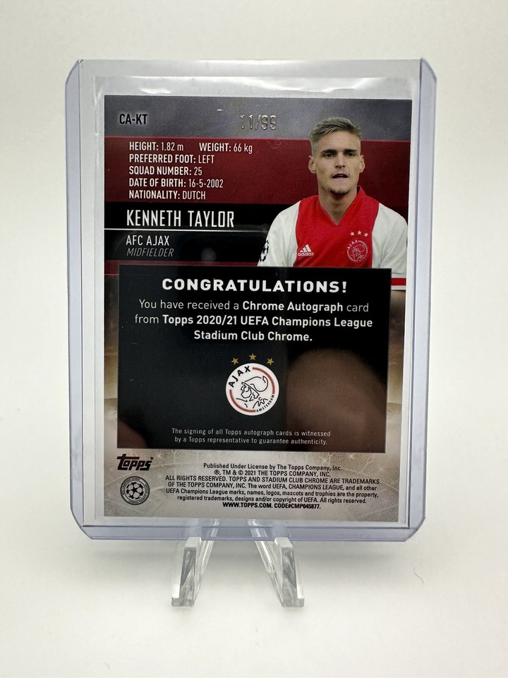 2020-21 Topps Stadium Club Chrome UCL Kenneth Taylor Neon Green Auto ...