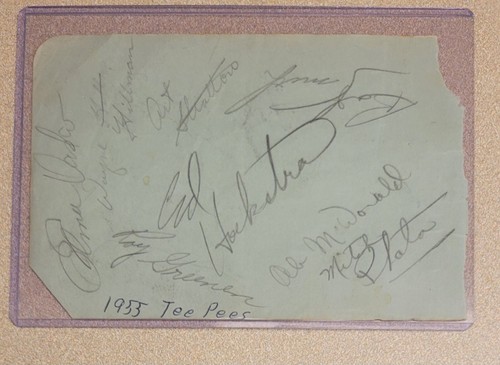 1955 ST CATHERINES TEEPEES TEAM SIGNED HOCKEY AUTOGRAPH PAGE WAYNE ...