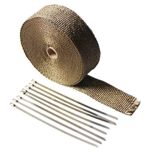 2" 50Ft Titanium Basalt Manifold Header Exhaust Pipe Heat Wrap 20 Tie ...