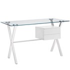 Modway Stasis Modern Stainless Steel Office Desk in White Finish | eBay