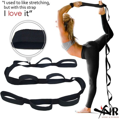 Yoga Belt with 8 Loops Gymnastics Dance Stretch Band Exercise Elastic ...