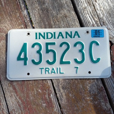2001 Indiana TRAIL 7 License Plate - "43523C" 01 Sticker INDIANA | eBay